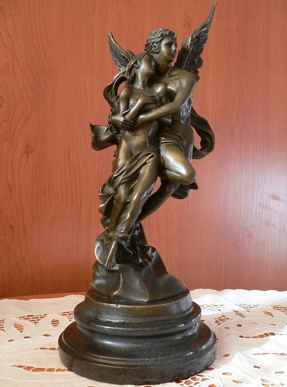 Cupid and Psyche Bronze Sculpture on Marble Base Valentines | Etsy