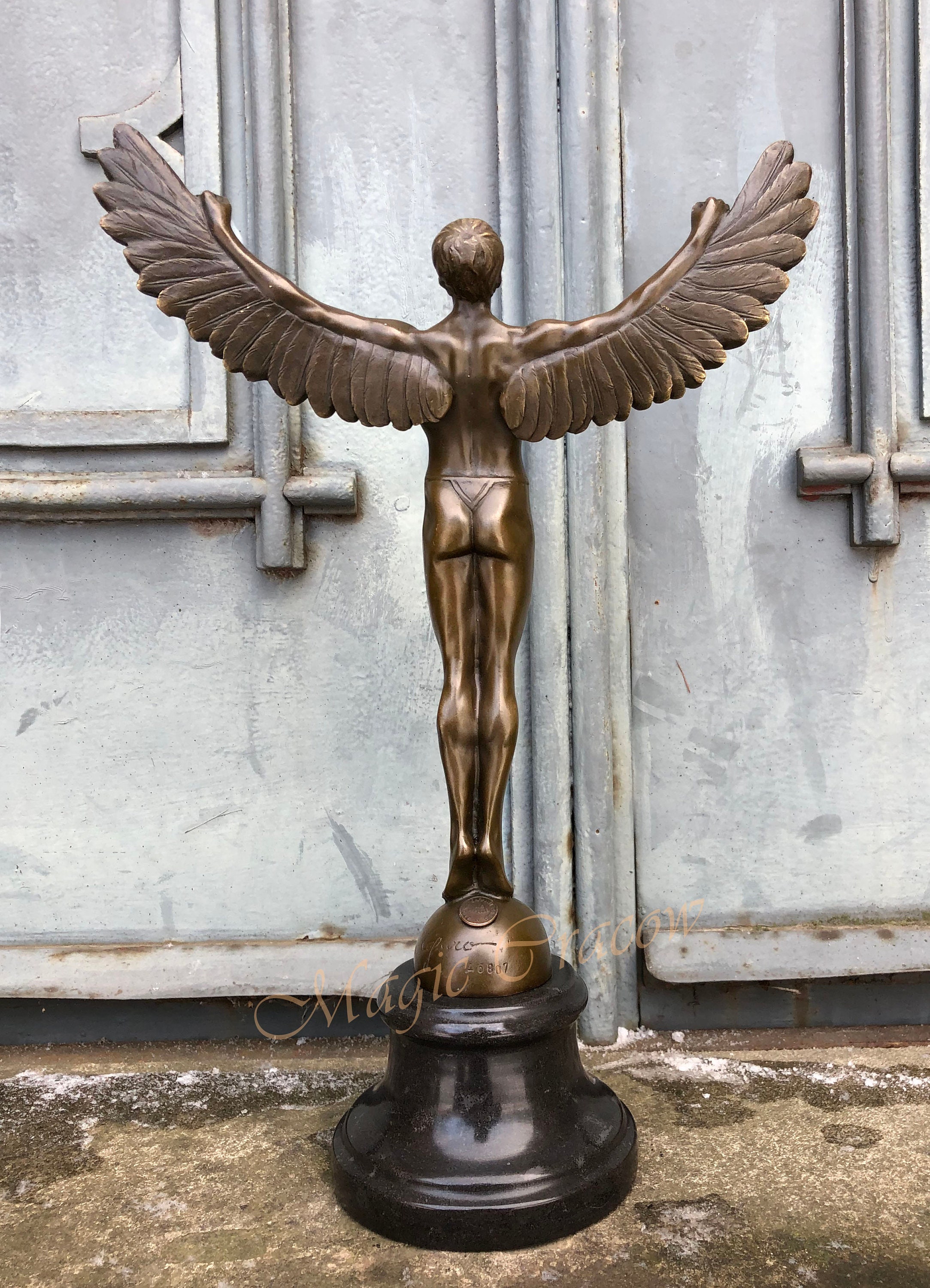 Icarus Large Bronze Sculpture on Marble Base Vintage - Etsy UK