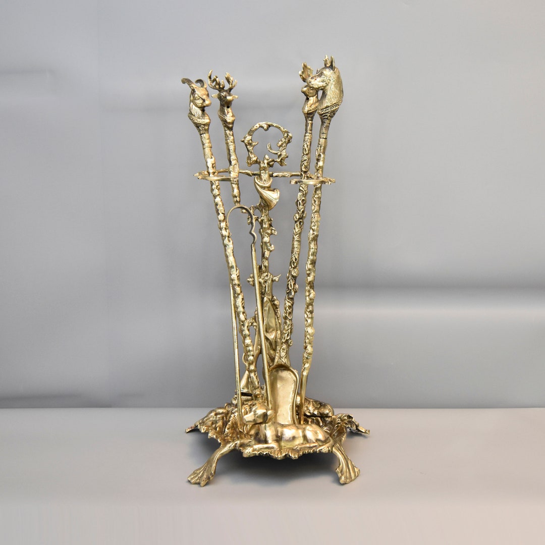 Set of Fireplace Tools Made of Polished Brass, Fireplace Accessories on ...