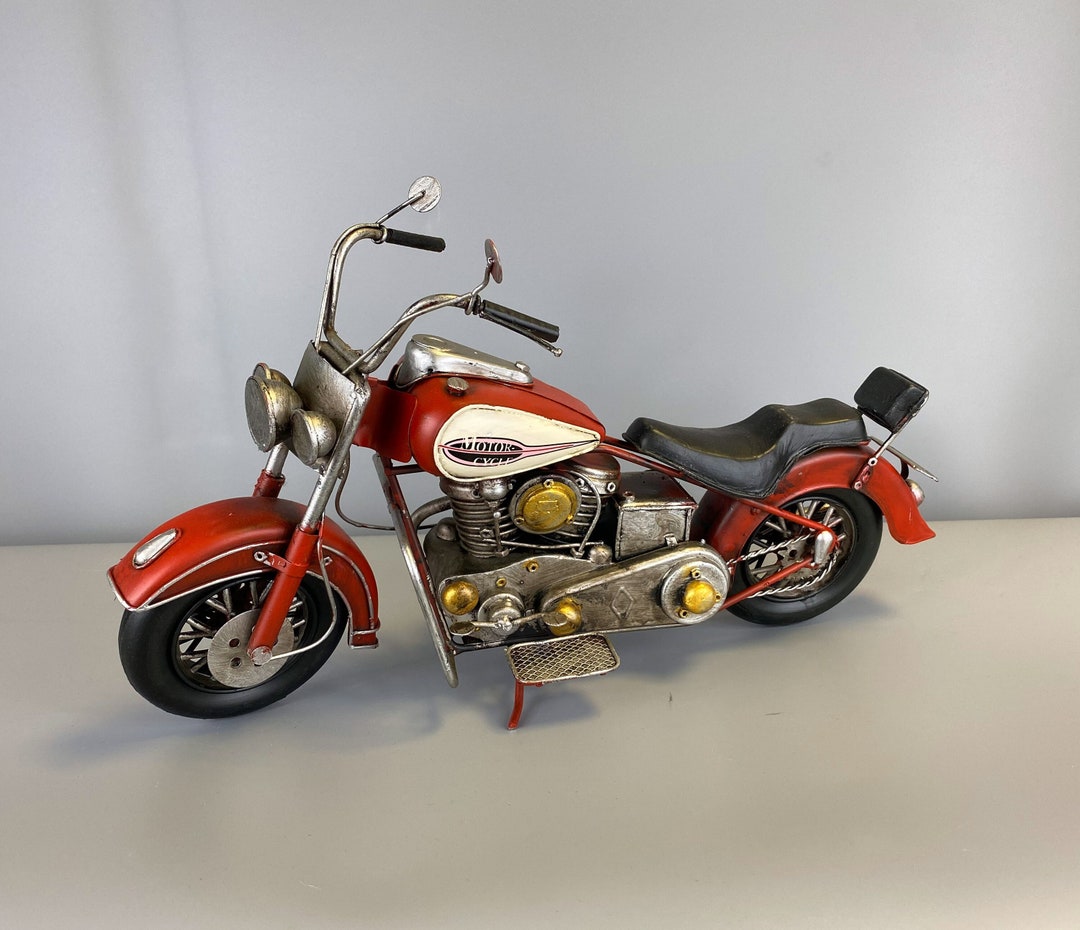 Large Red Motorbike, Motorcycle Metal Model, Old Motorbike, Vintage Toy ...
