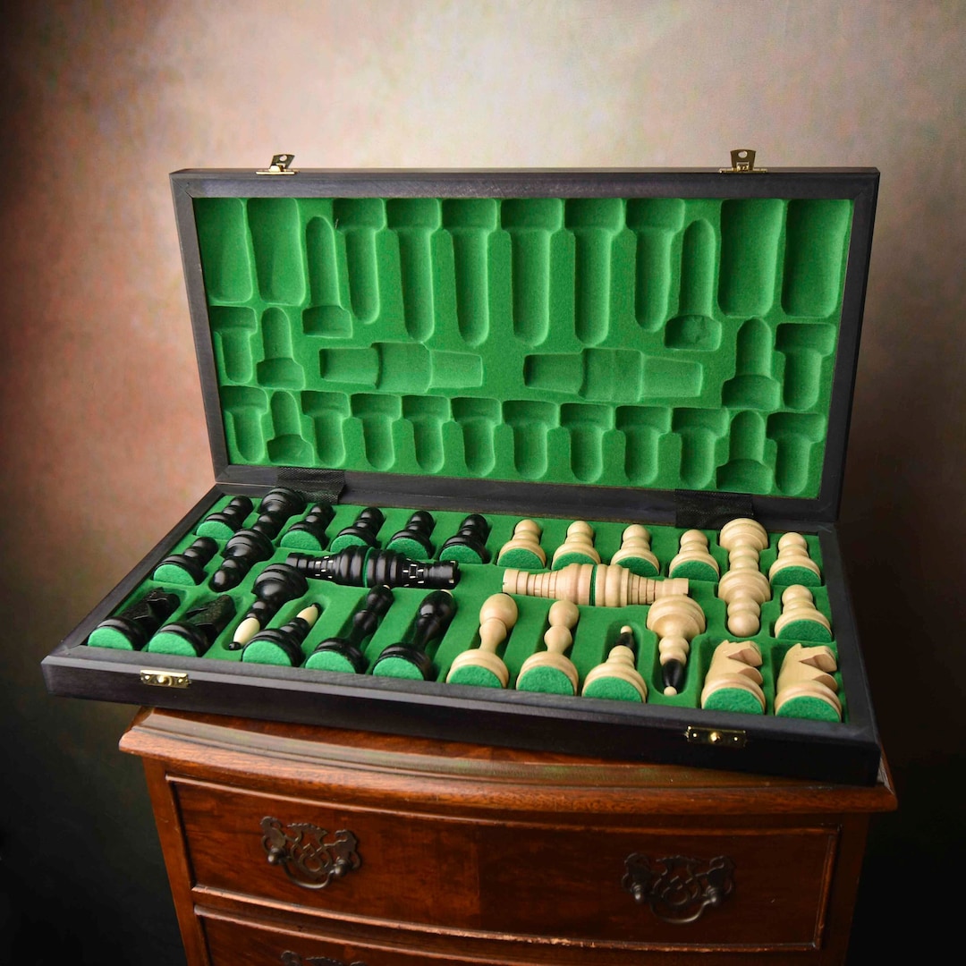 Premium Hand-carved Wooden Chess Set Elegant Heirloom Quality Game in ...