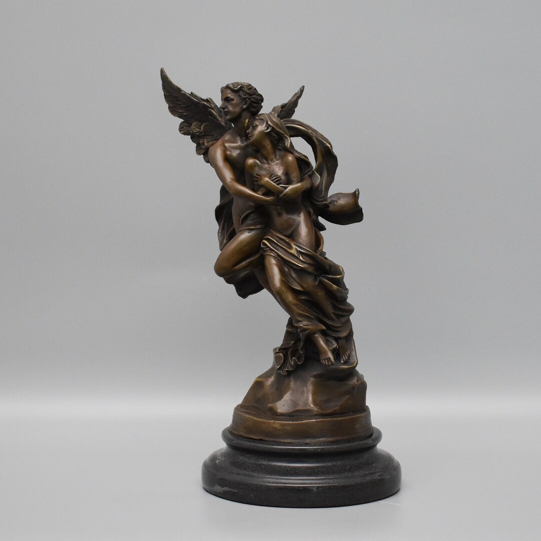Cupid and Psyche Bronze Sculpture on Marble Base Valentines - Etsy
