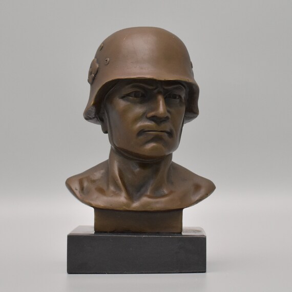 Soldier Bust Bronze Sculpture on Marble Base Signed Statue | Etsy