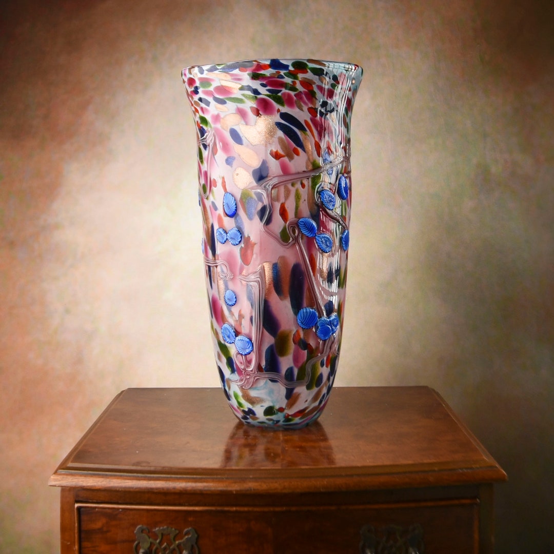 Amazing Glass Rainbow Vase, Large Flower Pot in Murano Style, Hand Made ...