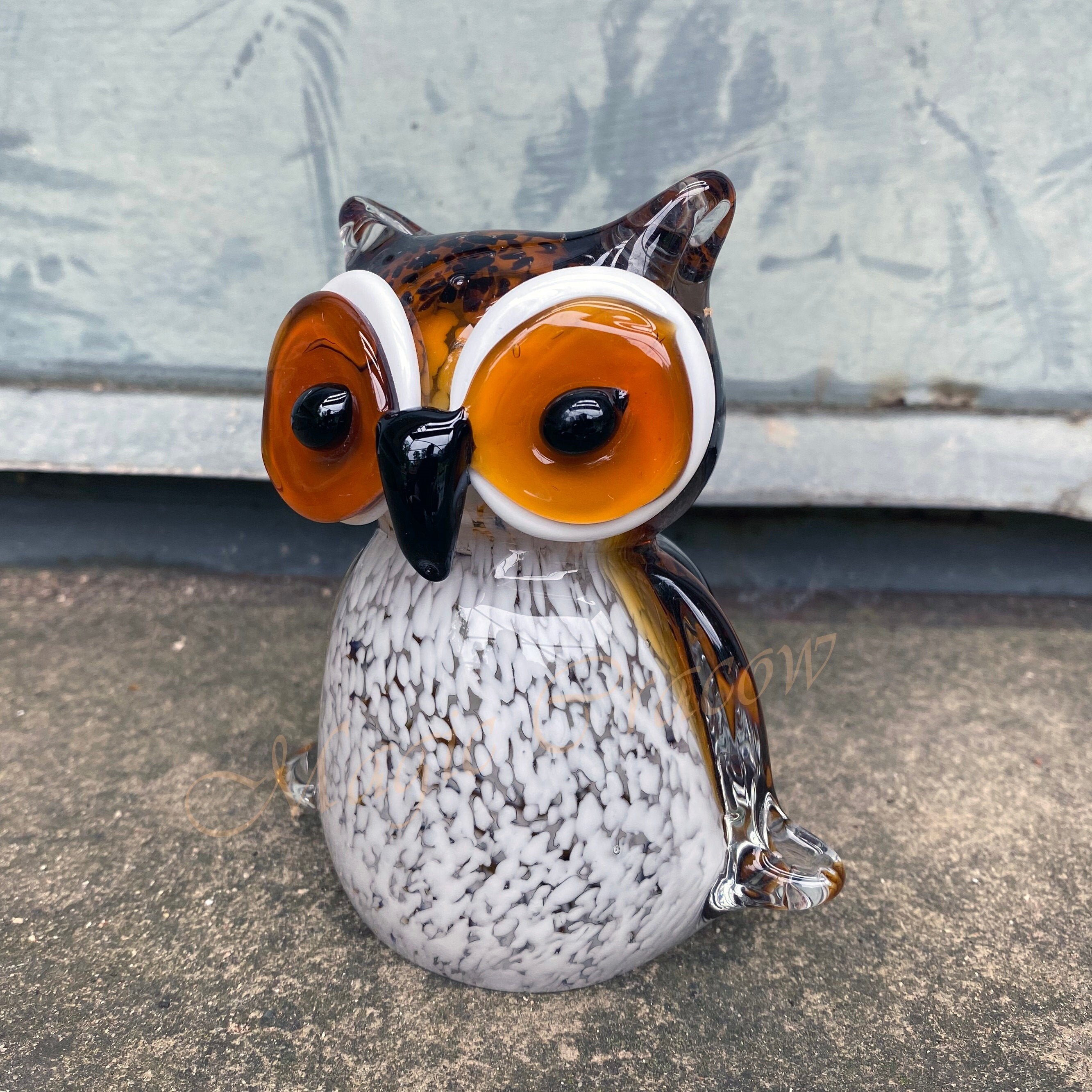 Studio Art Glass Great Horned Owl Paperweight Murano or Murano Style ...