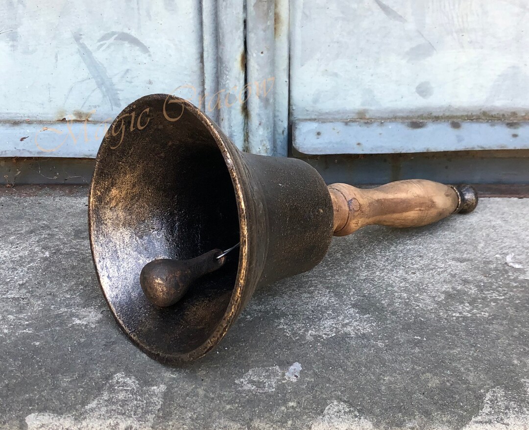 Large Reception Bell With Wooden Handle, Hotel Desk Bell, School Hand ...