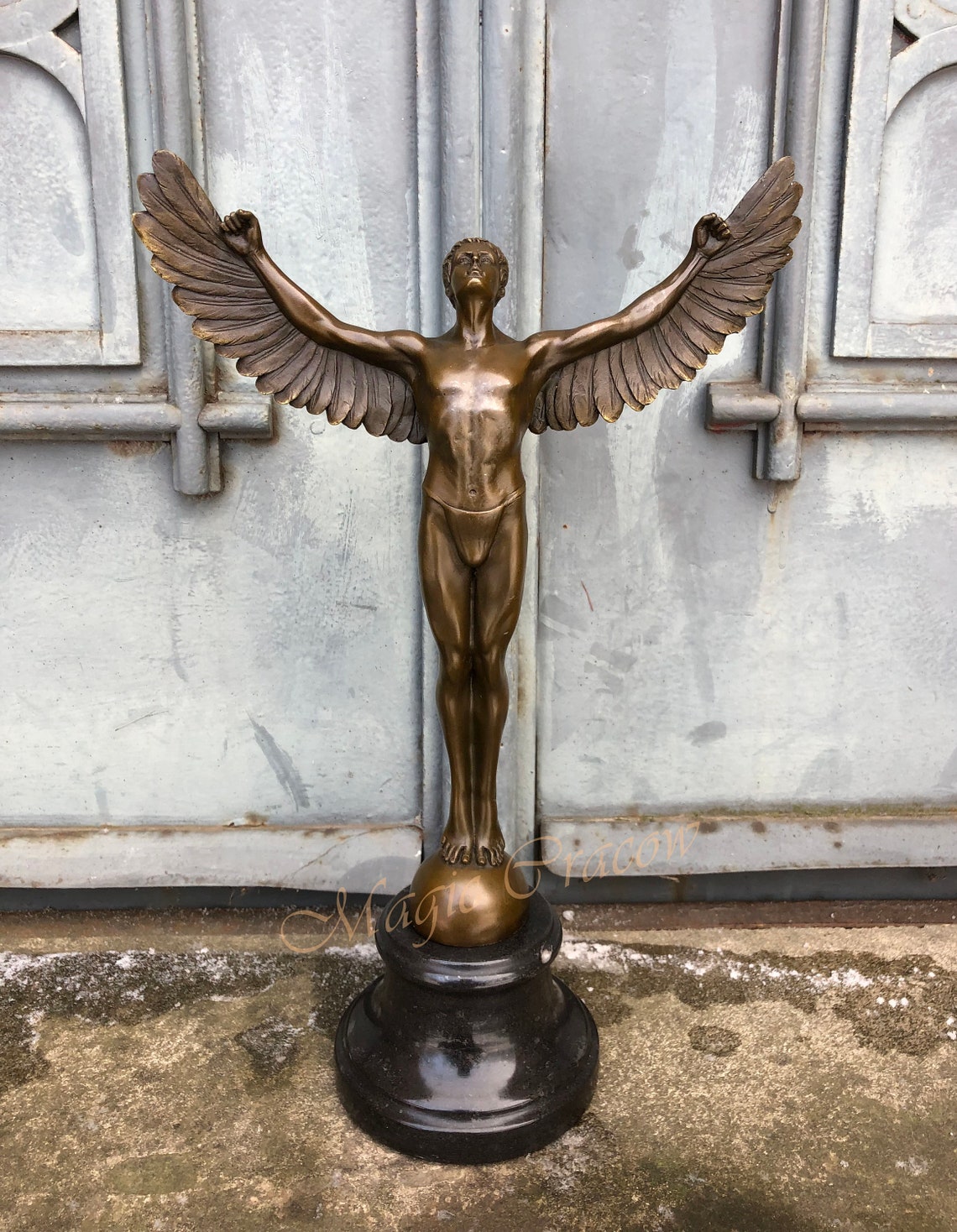 Icarus Large Bronze Sculpture on Marble Base Vintage - Etsy UK