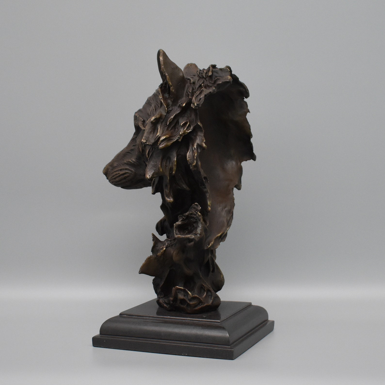 The Wolf Large Wolf Head Bronze Sculpture on Marble Base - Etsy