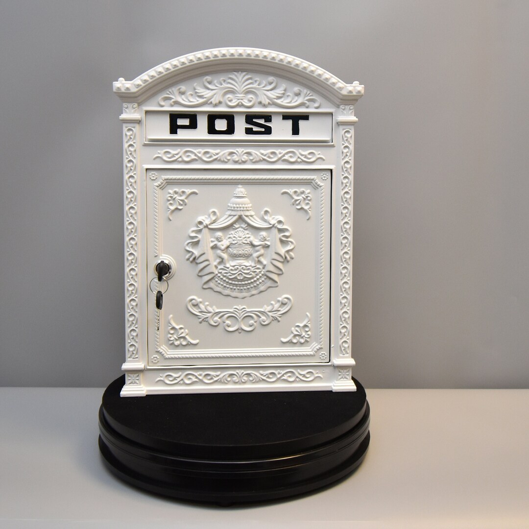 White Mailbox, Retro Mailbox With Greek Ornaments, Antique Home Decor ...