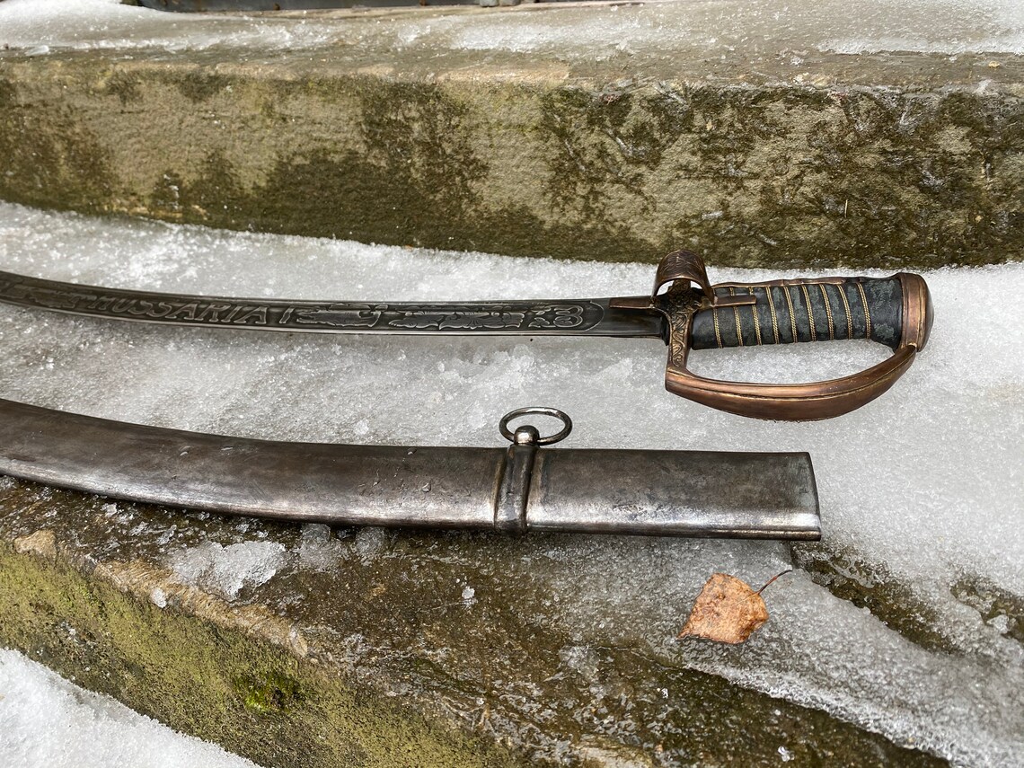 Vintage Polish hussar saber with scabbard 1750 Engraved | Etsy