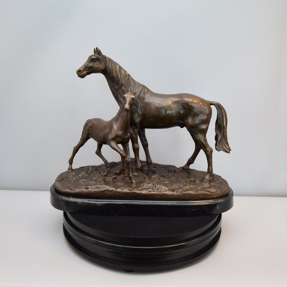 Sculpture Art Objects Amazing Bronze Horse Sculpture on Marble Base etna.com.pe