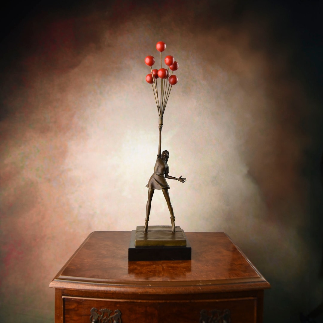 Girl With Red Balloons Inspired by Banksy Wall Art Bronze Sculpture on ...