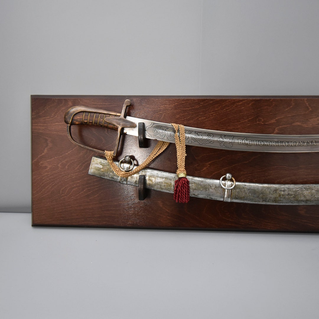 Saber With Scabbard on Universal Saber Wall Hanger Set, Ludwikówka Wz34 ...