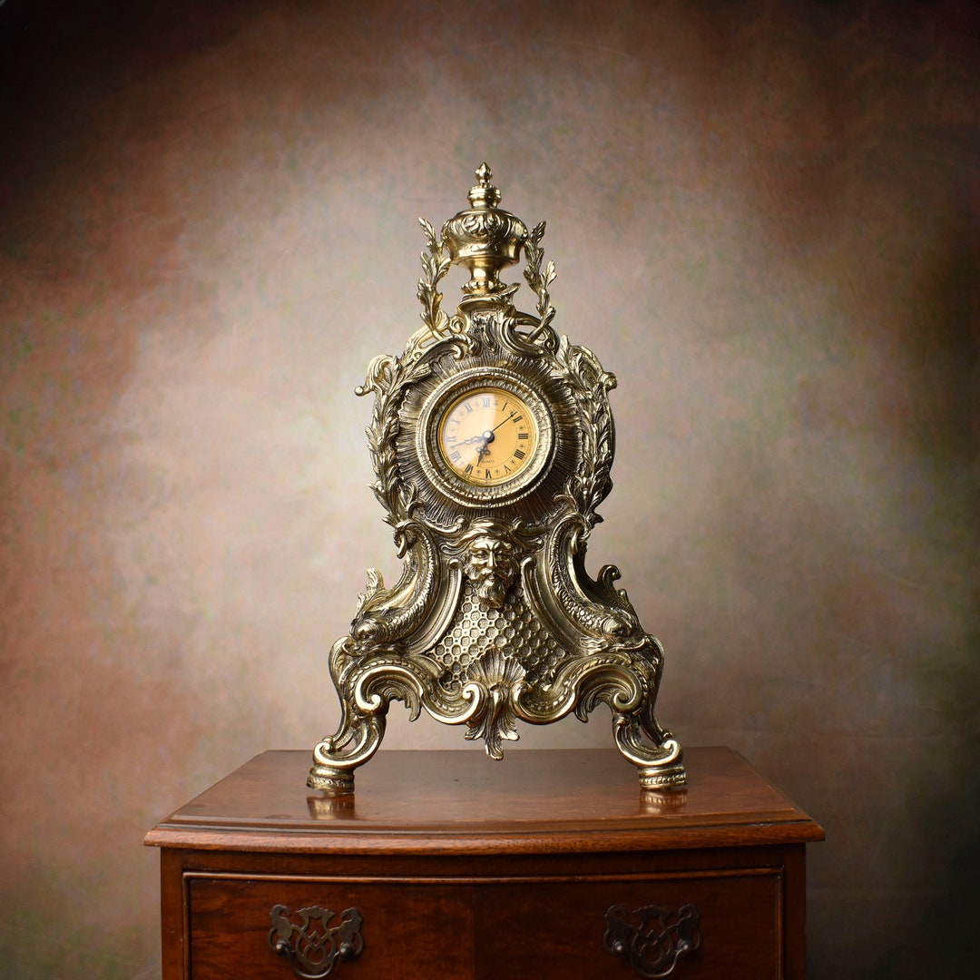 Neptune's Majestic Brass Table Clock A Timeless Symbol of Elegance and ...