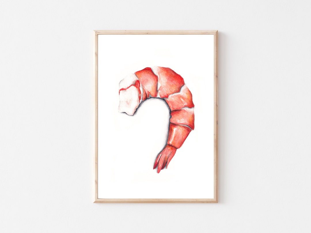 Prawn Watercolour Print | Food and Kitchen Art | Digital Download ...