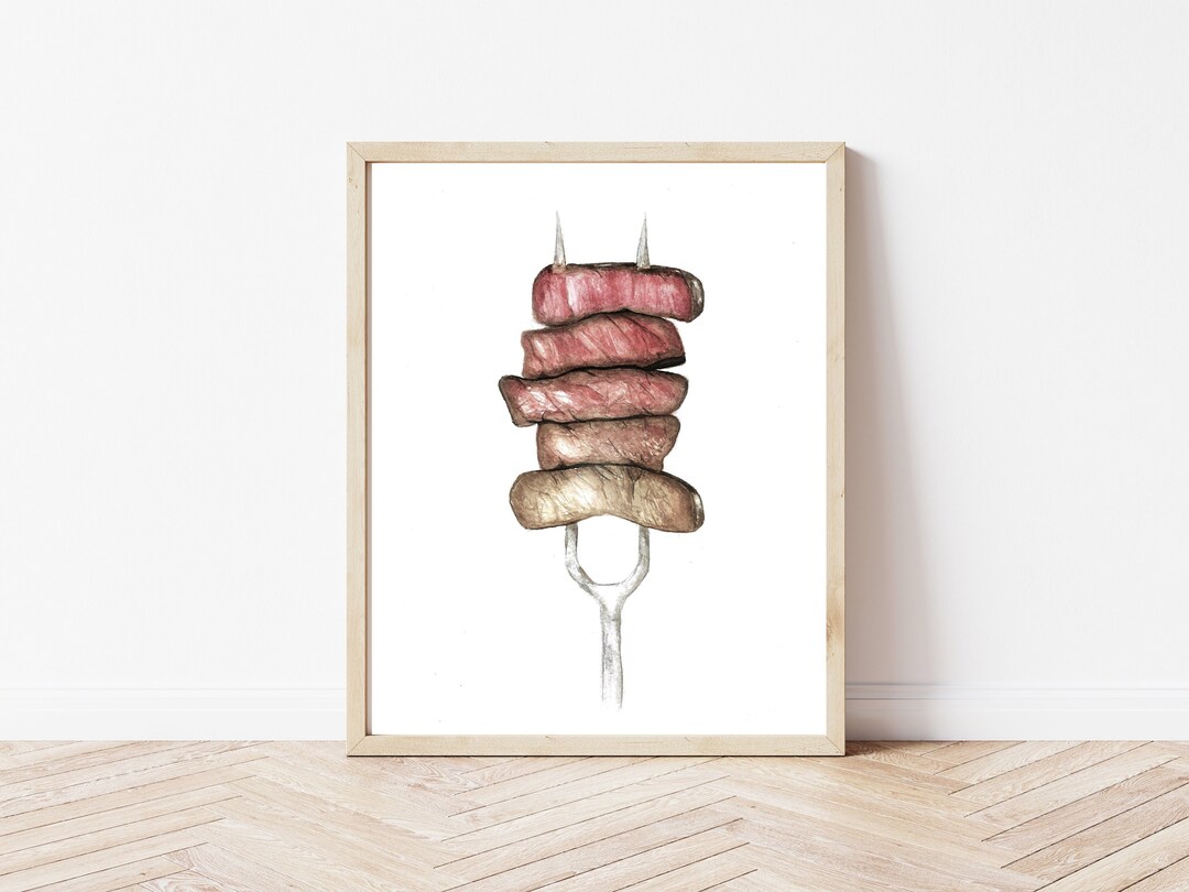 Steak Watercolour Print | Food and Kitchen Art | Digital Download ...