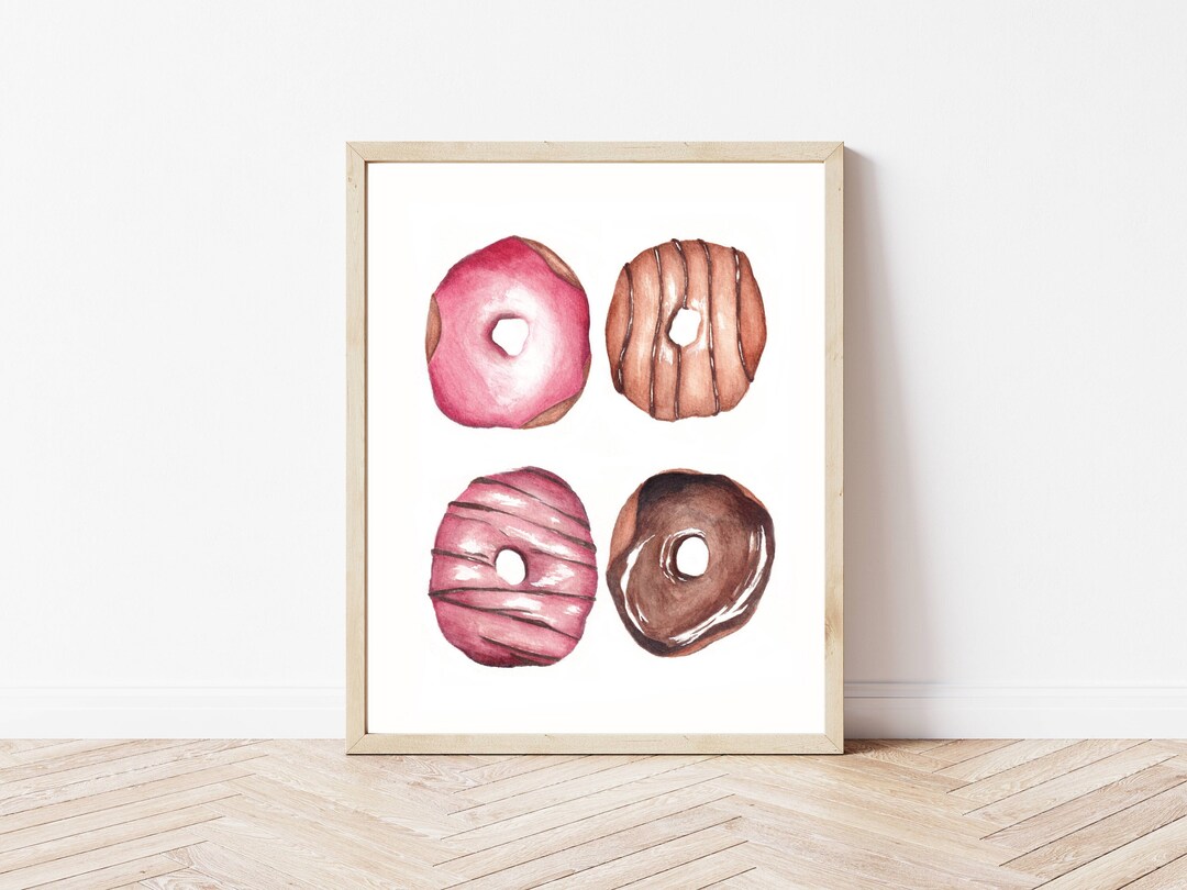 Doughnut Watercolour Print | Food and Kitchen Art | Donuts Digital ...