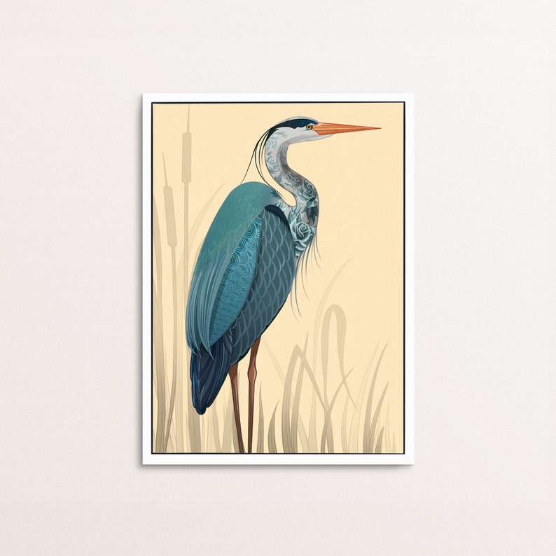 Great Blue Heron Limited Edition Portrait Print A4 Art Gift - Etsy