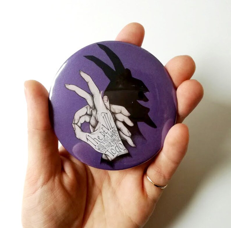 Devil Makes Work Hand Mirror Compact Mirror Shadow Devil - Etsy