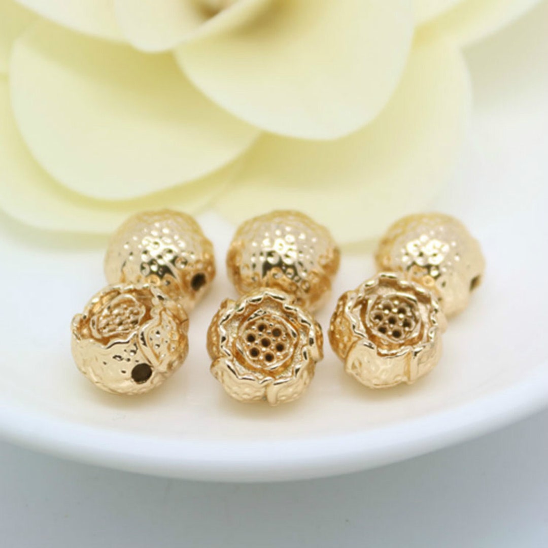 11mm Lotus Beads,lotus Flower Beads,5/10pcs Gold Spacer Beads,healing ...
