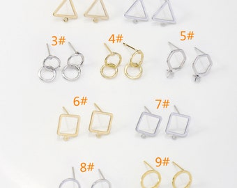 6PCS Gold Plated Brass Earring Stud Brass Earring Stud With - Etsy