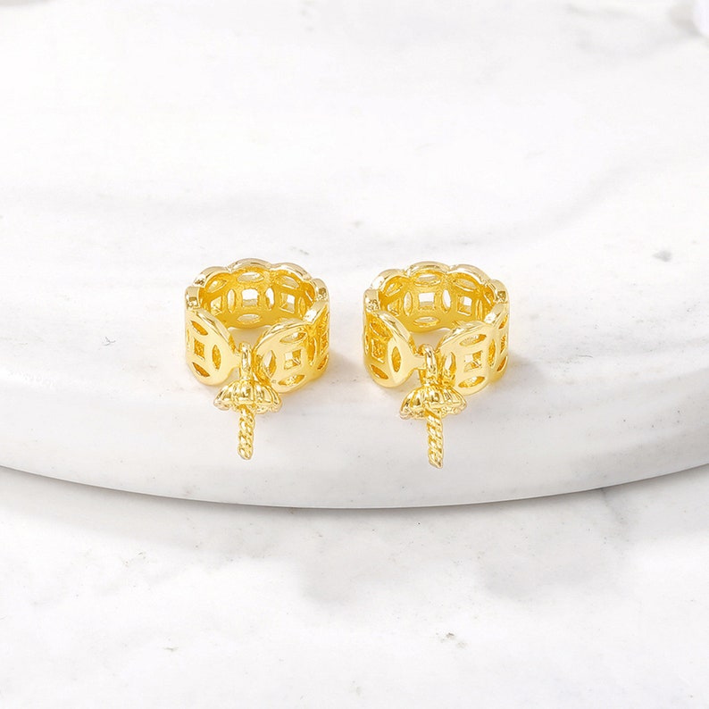 10 Pcs Gold Plated Brass Peg for Half Drilled Pearls Beads,peg Bail ...