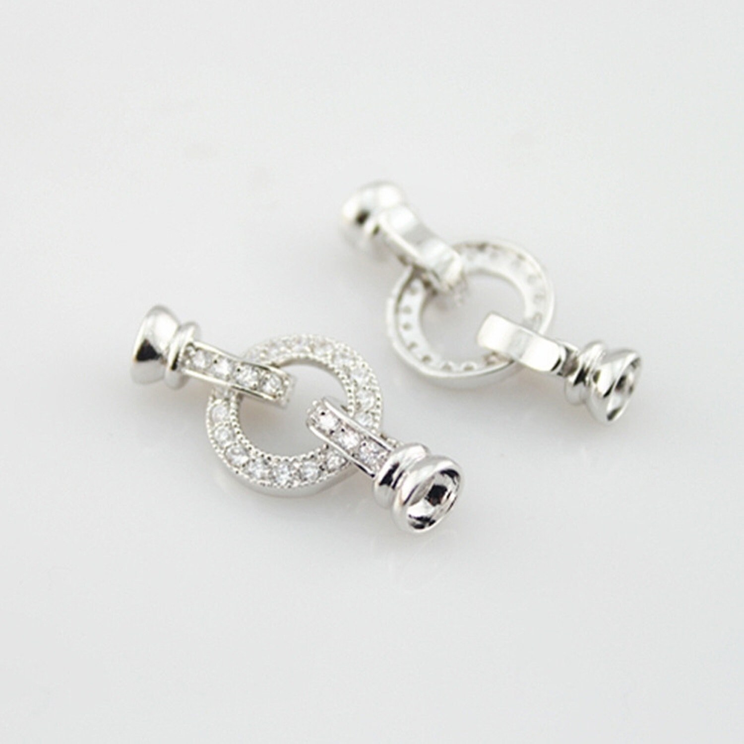 CZ Micro Pave Round Buckle Clasps, Pave Clasp,interlocking Clasp ...