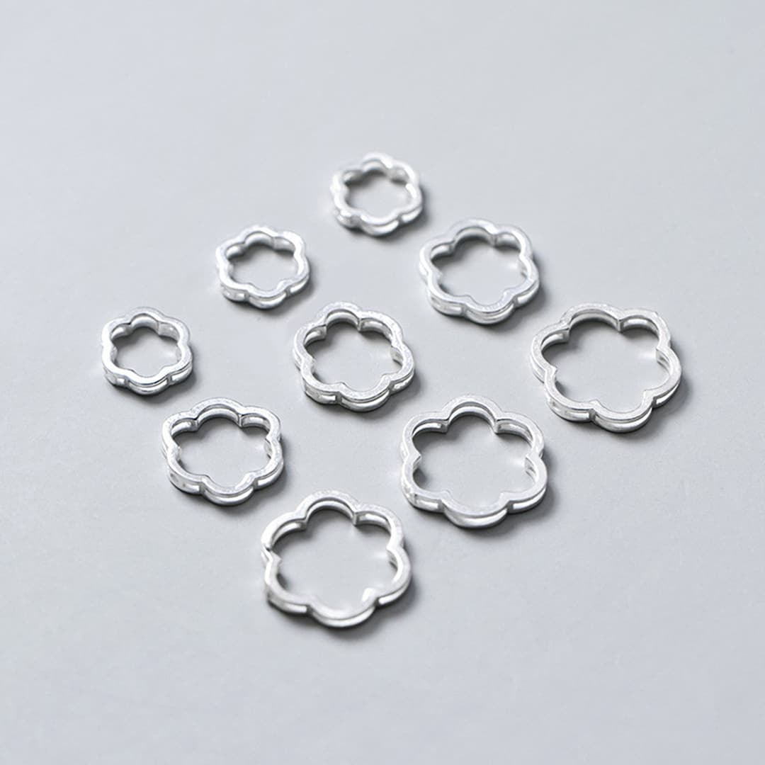 925 Silver Flower Beads Frames,hollow Spacer Beads,9/12/15mm Porous ...