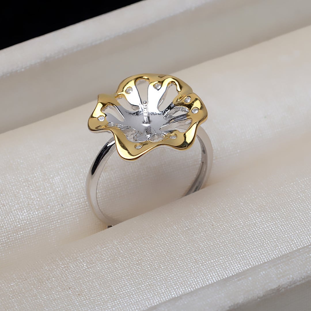 925 Sterling Silver Ring Settings,flower Adjustable Ring Mounts,pearl ...