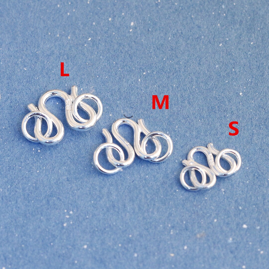 925 Sterling Silver Hook Clasps, L/M/S Size Link Bails,m Clasps Link W ...