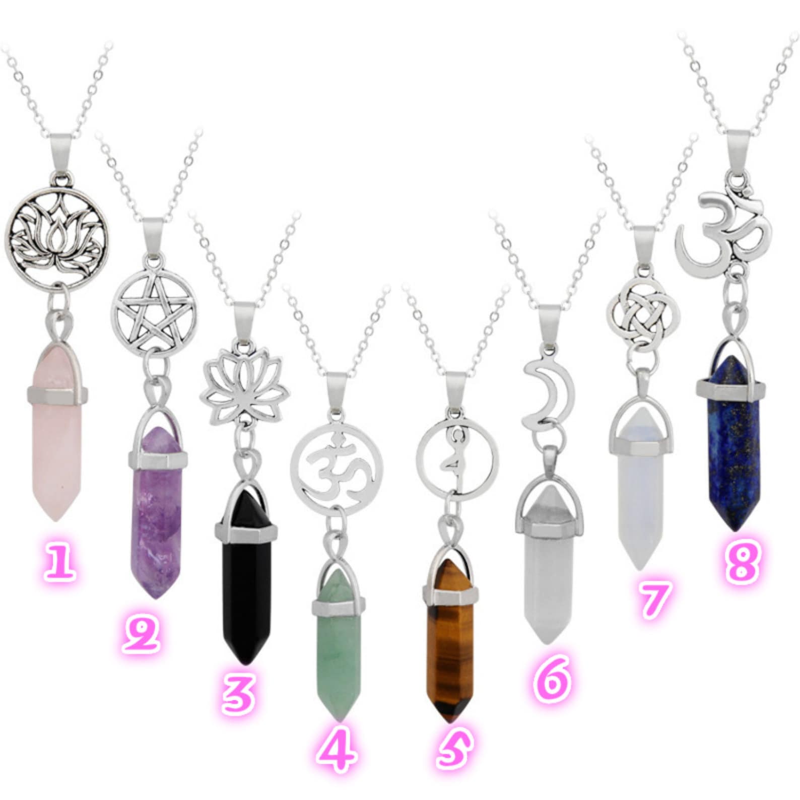 2 PCS Healing Crystal Pendant/ Hexagonal Crystals/gemstone Pendant ...