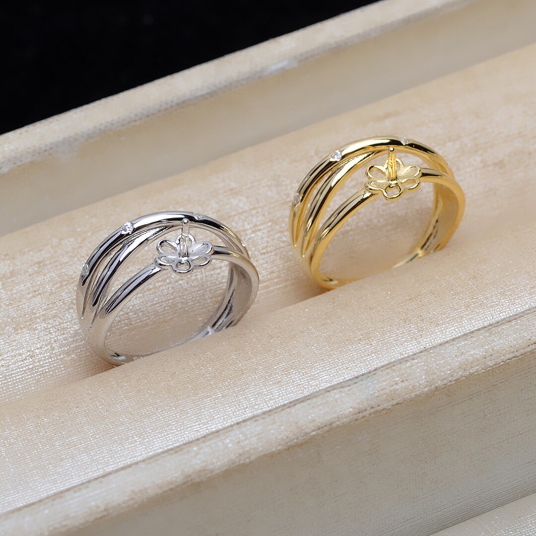 925 Sterling Silver Ring Blanks,silver Adjustable Zircon Ring Settings ...