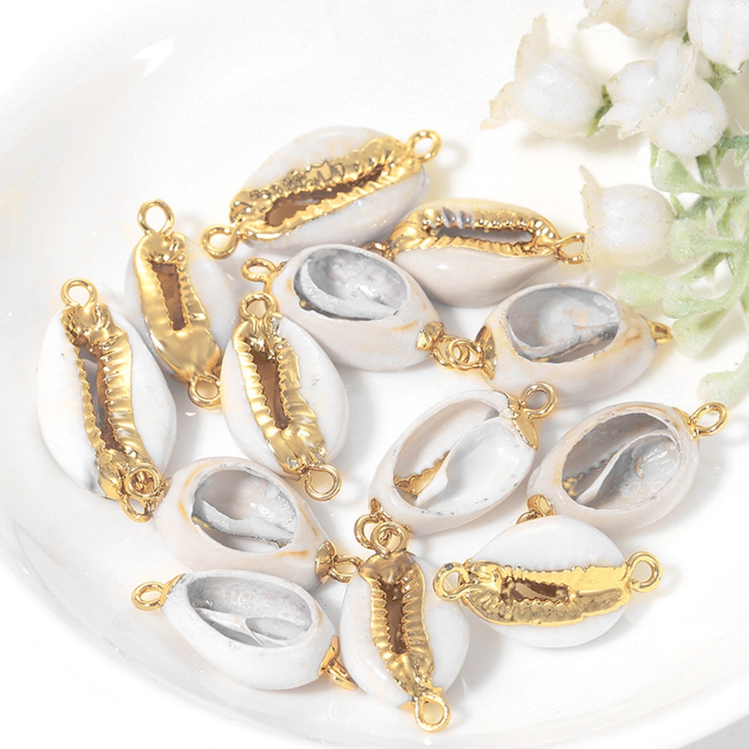 5 Pcs/3 Pcs Sea Shells Edge Gold Plated ,cowrie Shell Pendant,money ...