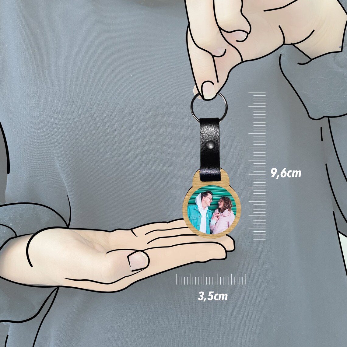 Dear Best Friend Keychain With Photo in Oak With Engraving - Etsy UK