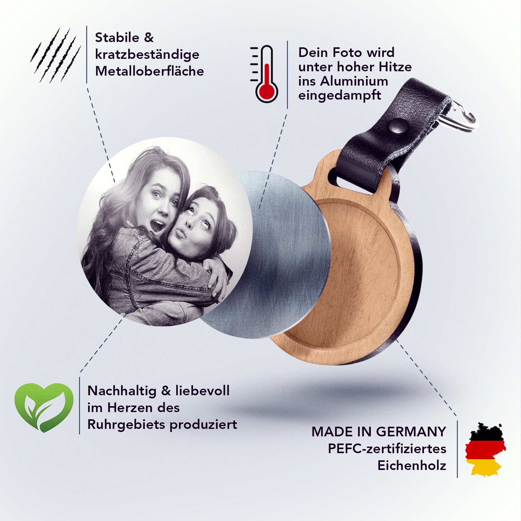 Dear best friend keychain with photo in oak with engraving | Etsy