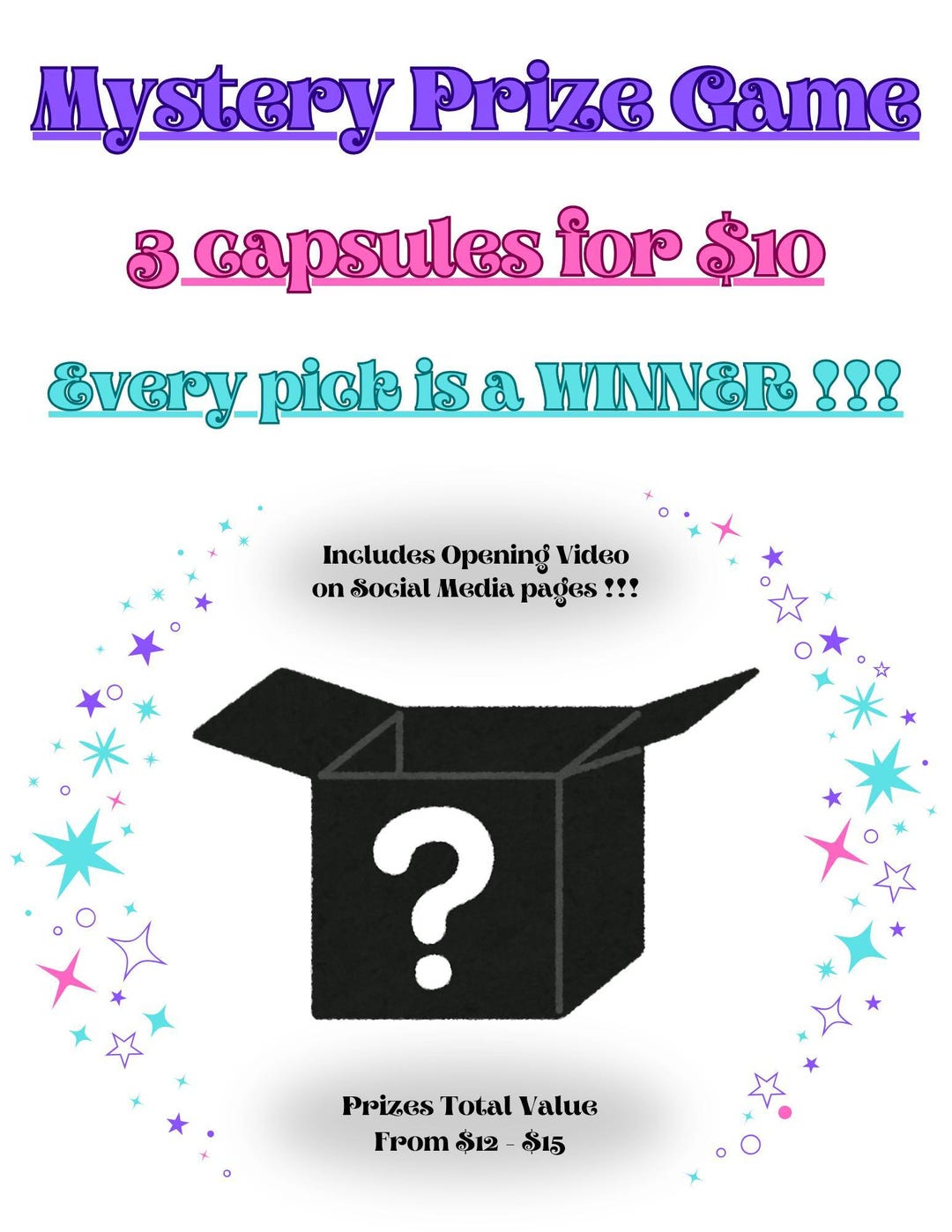 Mystery Prize Game / Mystery Capsules / Mystery Scoops - Etsy