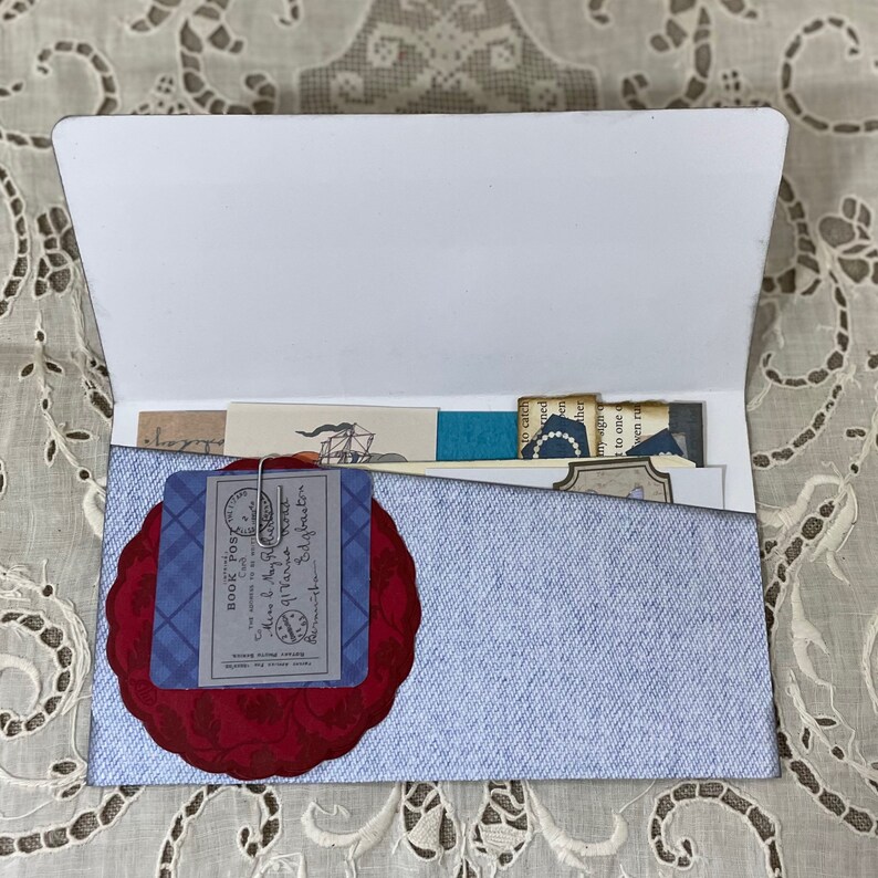 Junk Journal, Blue and White Scrollwork Journal Handmade Interactive ...
