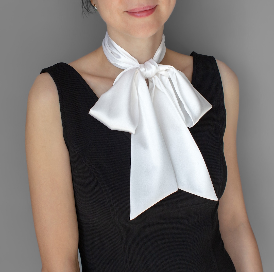 Buy White Silk Scarf: 100% Pure Silk Neckerchief, Extra Long Online in ...