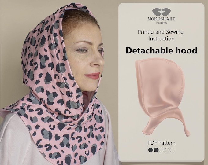 Detachable Hood With Zipper — PDF Sewing Pattern | Sizes 56–60 (head ...