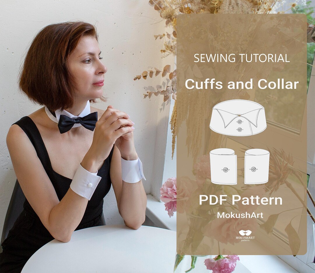Detachable Cuffs PDF Pattern, Collar Pattern, Bow Tie Pattern, PDF Sewing Pattern, Downloadable ...