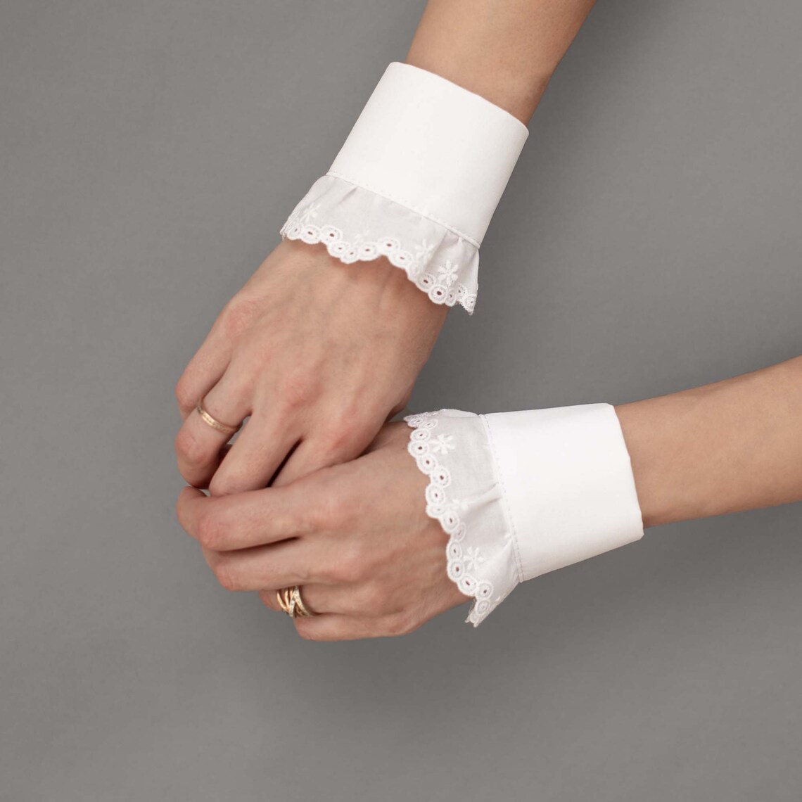 White Cotton Cuffs Pleated Cuffs Detachable Wrist Cuffs - Etsy