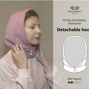 Hood Sewing Pattern, 6 Sizes, Hood Pattern, Detachable Hood Sewing ...