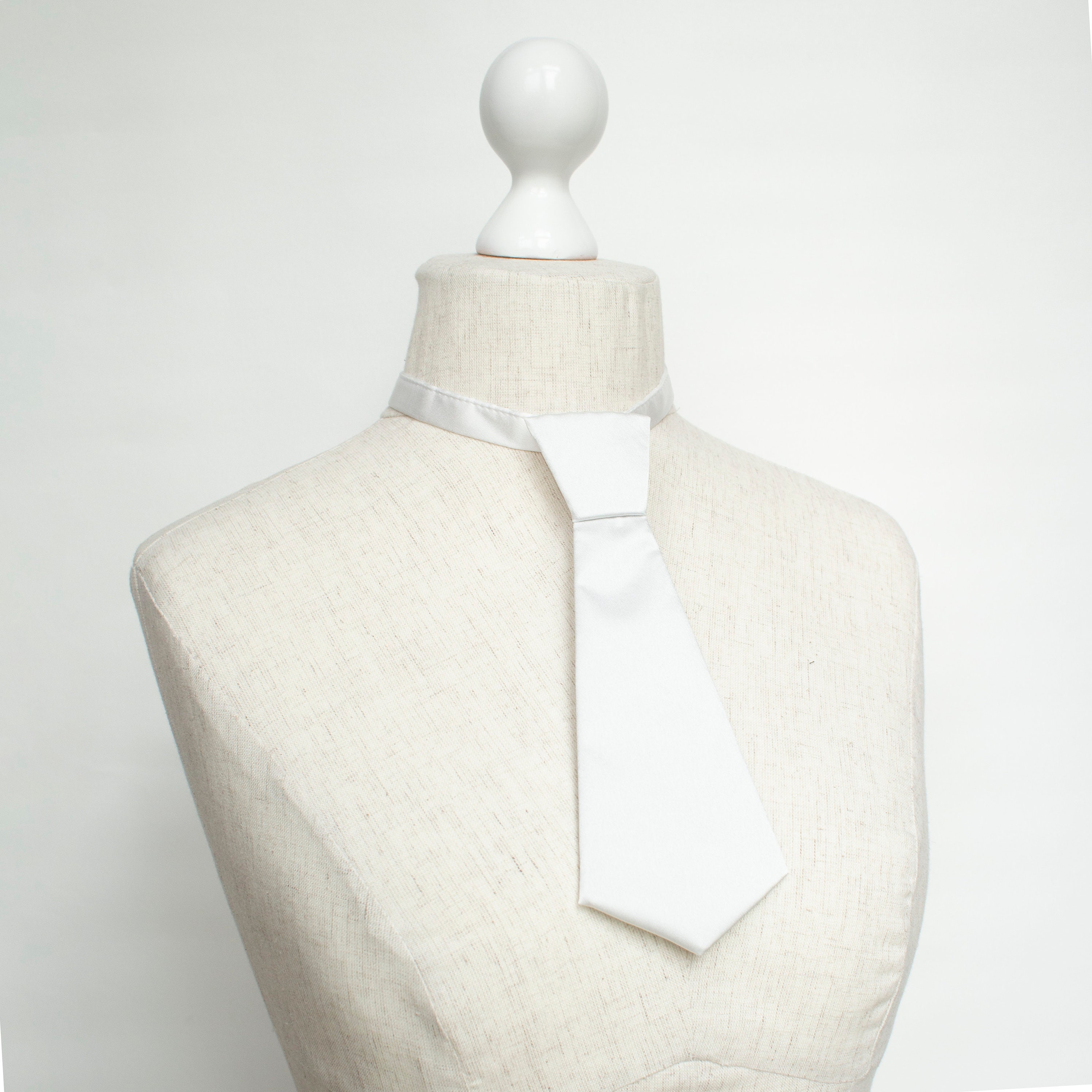 White Womens Neck Tie Silk Necktie Necklace Skinny Tie - Etsy