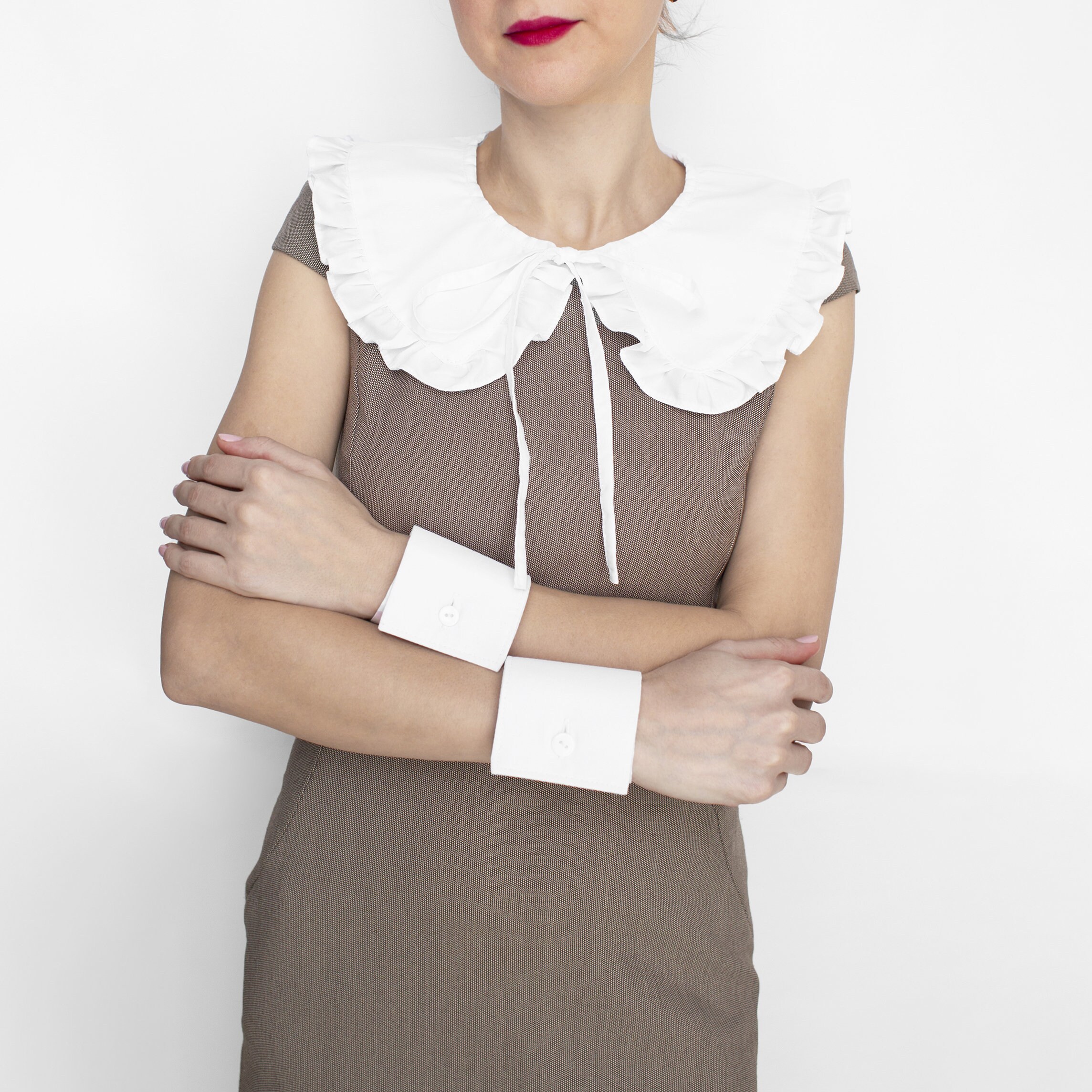 Detachable collar and cuffs set Peter Pan collar White frill | Etsy