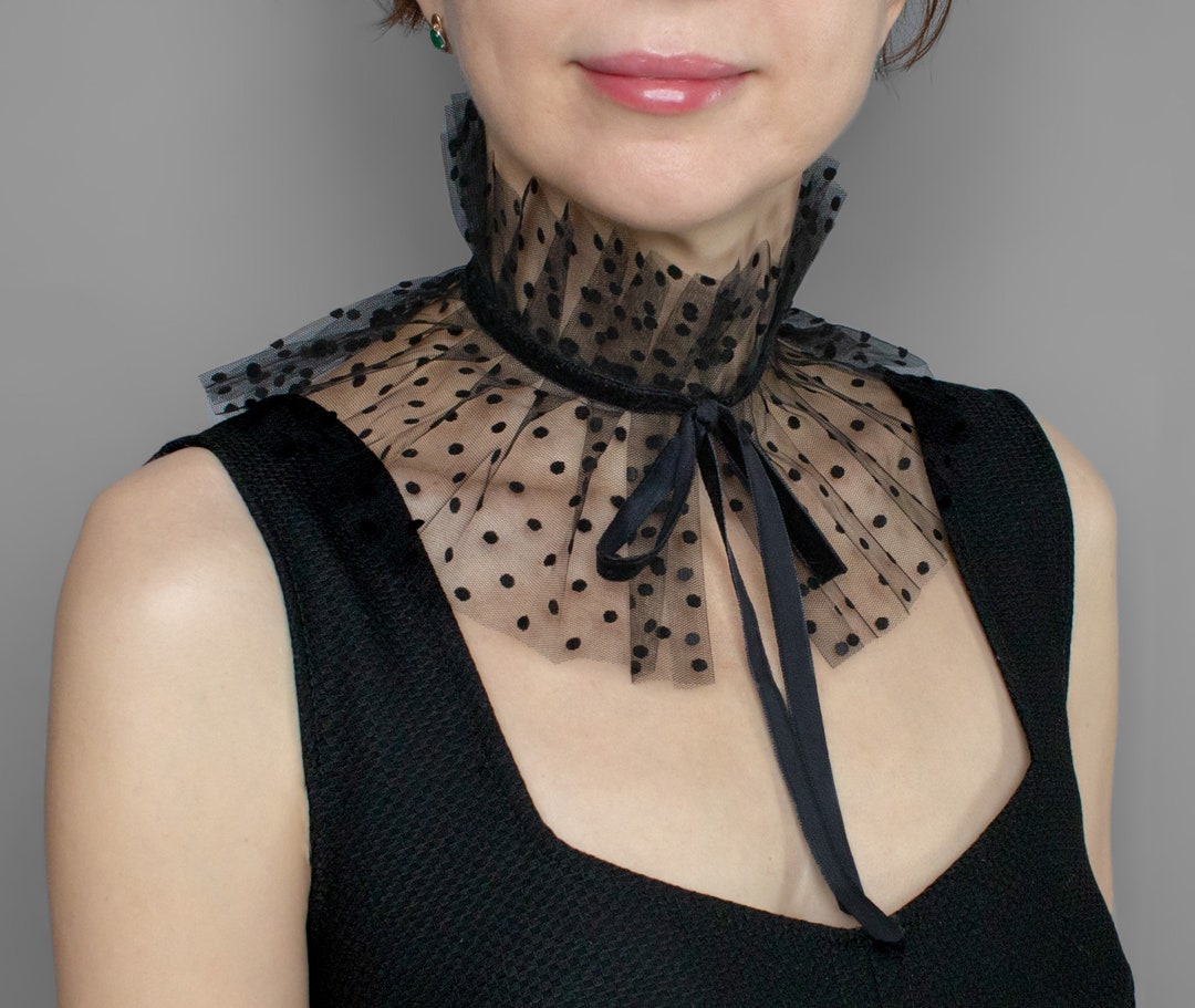 Black Tulle High Collar: Detachable Lace Neck Ruff - Etsy