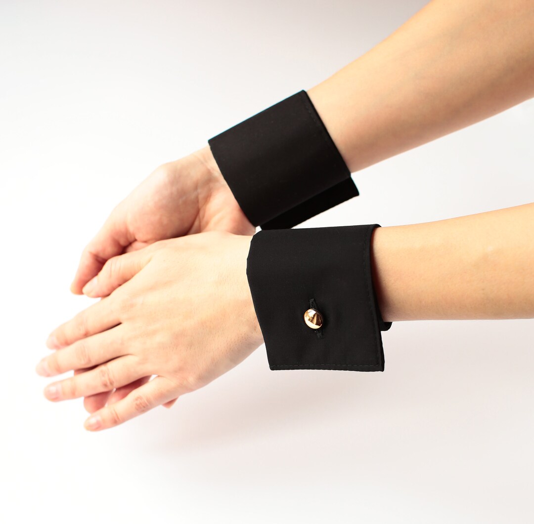 Handmade Black Cotton Detachable Cuffs: Vintage Style Wrist Accessories ...