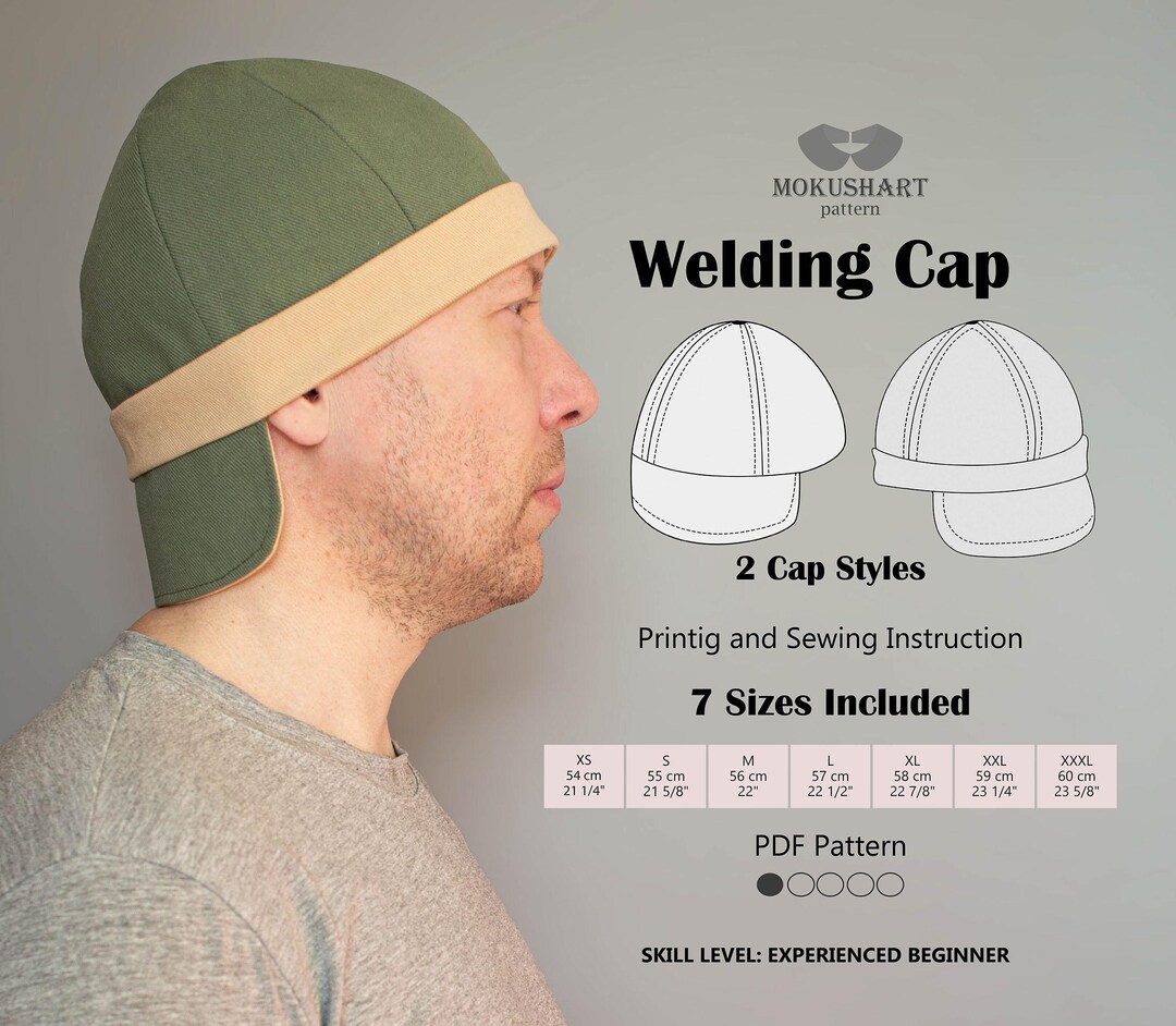 Welding Cap Sewing Pattern, 2 Cap Variations: 7 Sizes (PDF Download) - Etsy