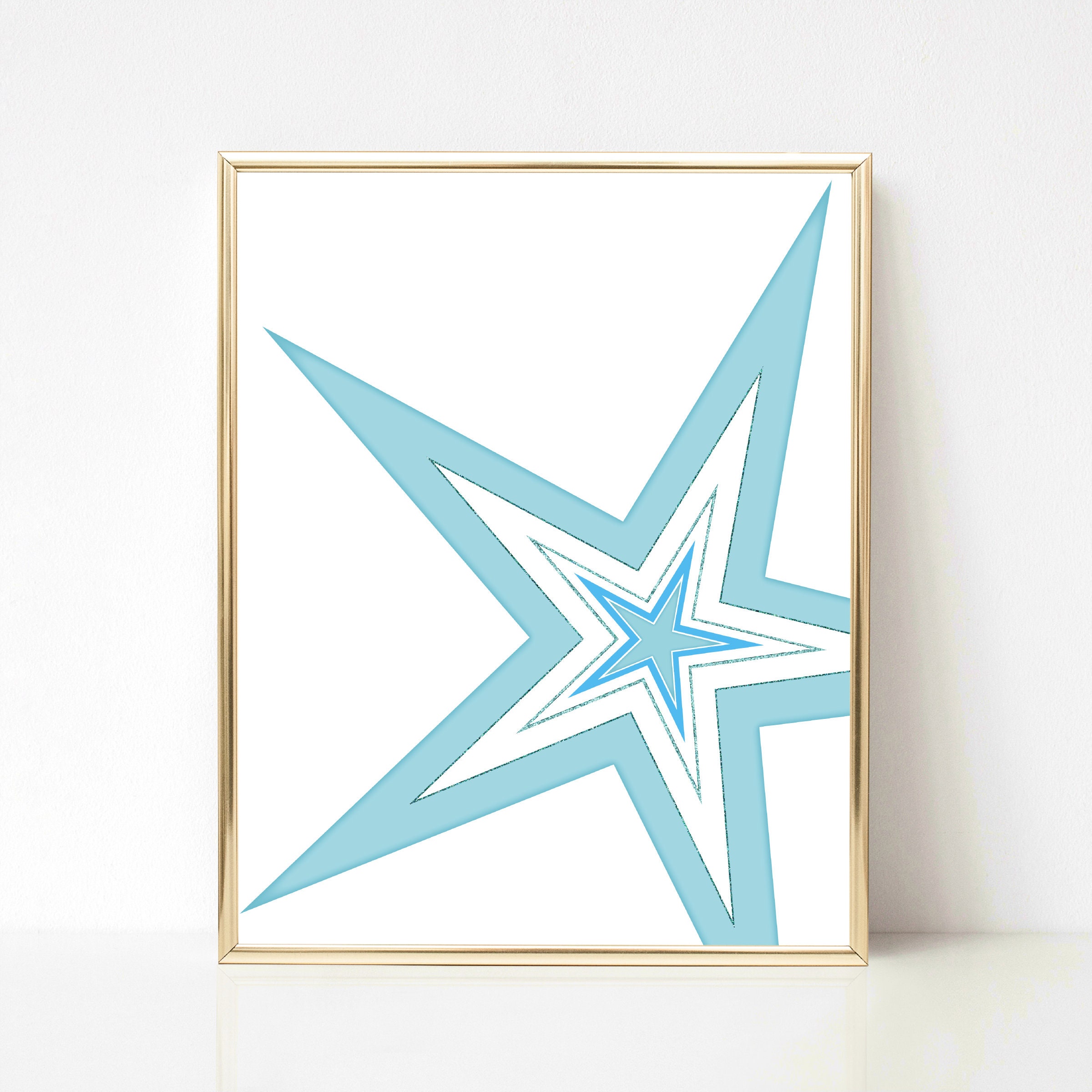 Blue Glitter Star, Blue Star Nursery Art, Star Printable, Blue Bedroom ...