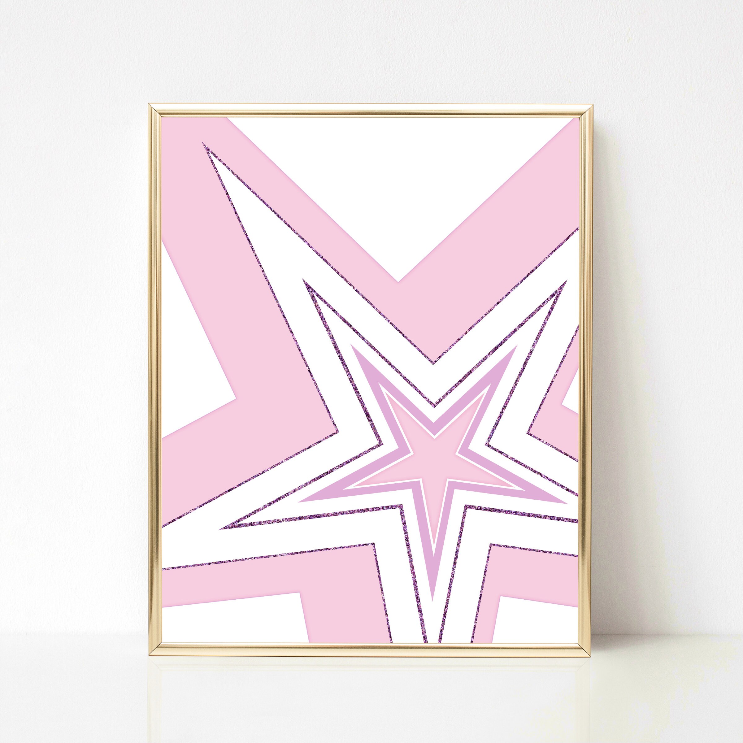 Pink Glitter Star, Pink Star Nursery Art, Star Printable, Girl Print ...