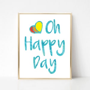 Oh Happy Day, Watercolor Nursery Art, Nursery Printables, Nursery ...